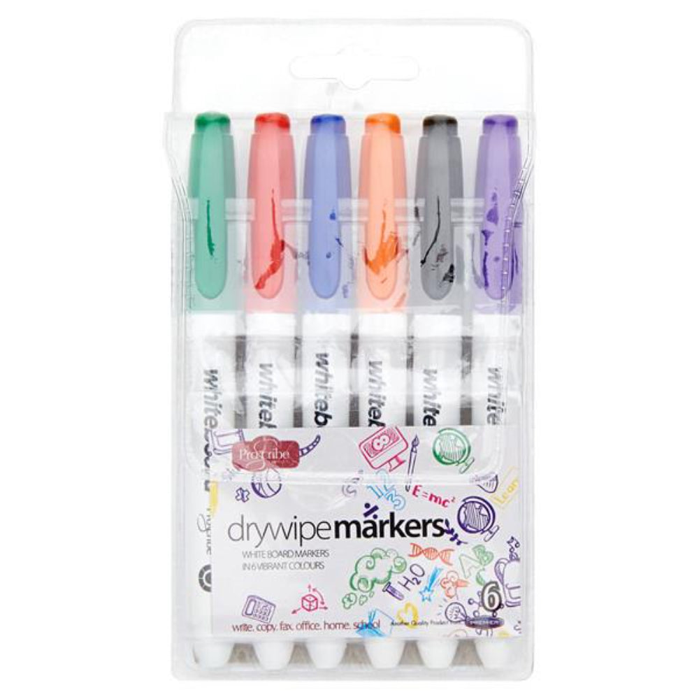 Pro:Scribe Dry Wipe Whiteboard Markers - Pack of 6|Stationery ...