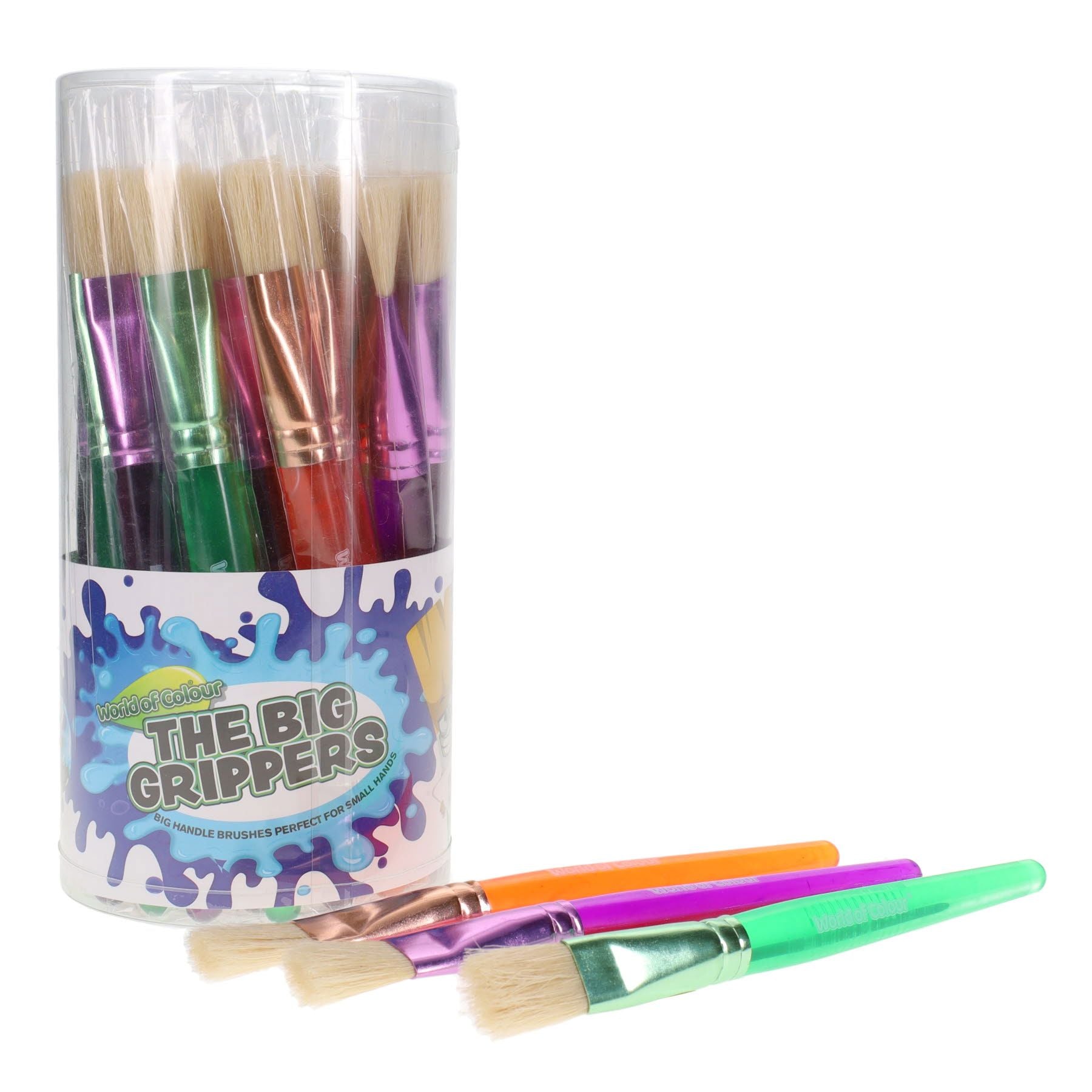 World of Colour The Big Grippers Paint Brush - Flat Head - Tub of 30 ...