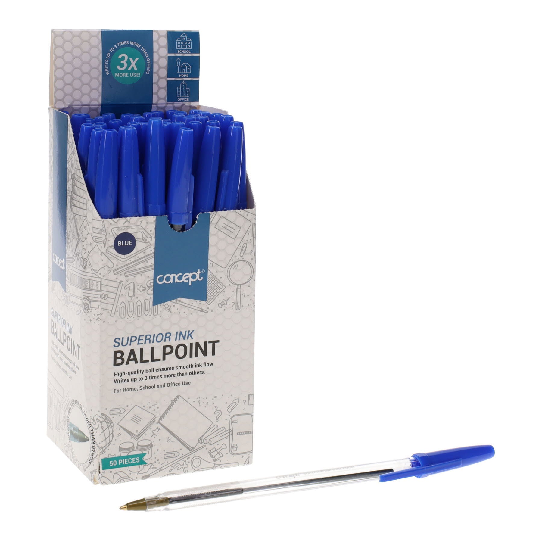 Concept Ballpoint Pens - Blue - Box 50 – Write Away Stationery