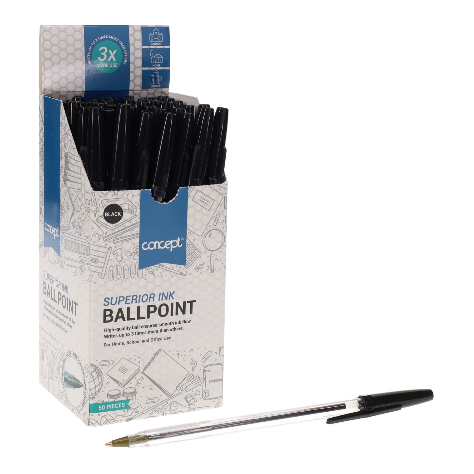 Concept Ballpoint Pens - Black - Box 50 – Write Away Stationery